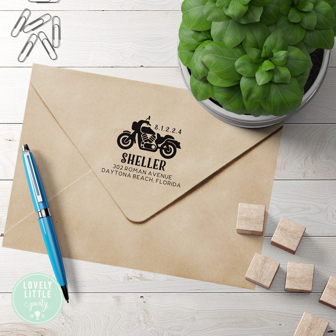 Motorcycle Custom Self Inking Address Stamp, Harley Address Stamp Style ...