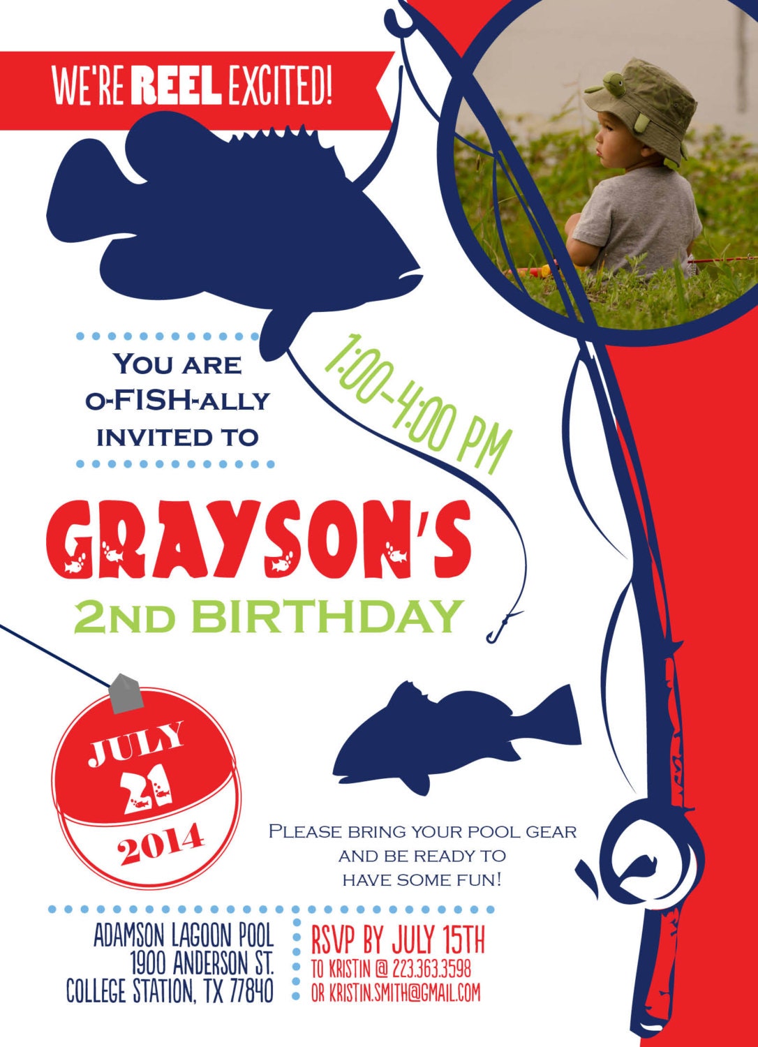 DIY Printable Fish Theme Invitation Kit Invite AND Thank You - Etsy