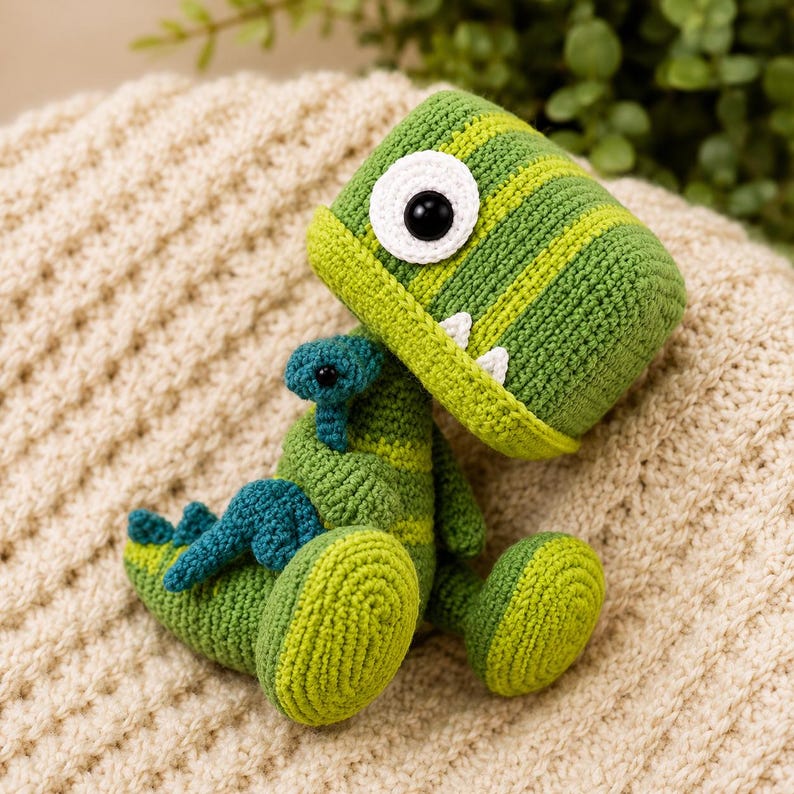 Dinosaur Crochet Pattern PDF, Amigurumi Dino Plush Tutorial, Cute ...