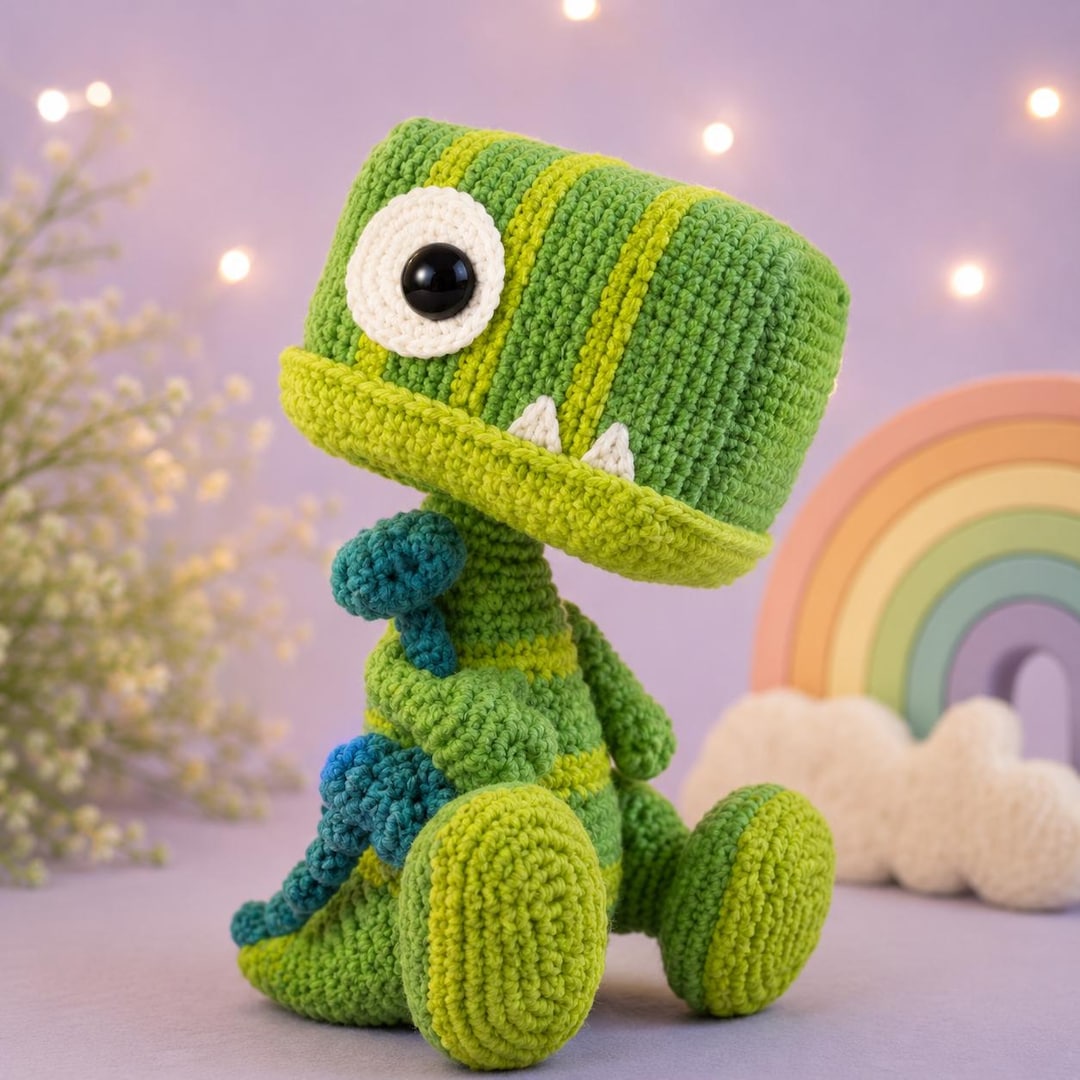 Dinosaur Crochet Pattern PDF, Amigurumi Dino Plush Tutorial, Cute ...