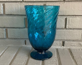 Teal Glass Vase - Etsy