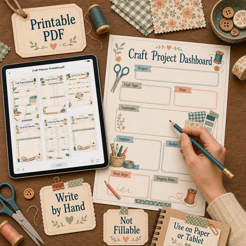 Craft Planner Printable, DIY Project Organizer PDF, Project Tracker ...