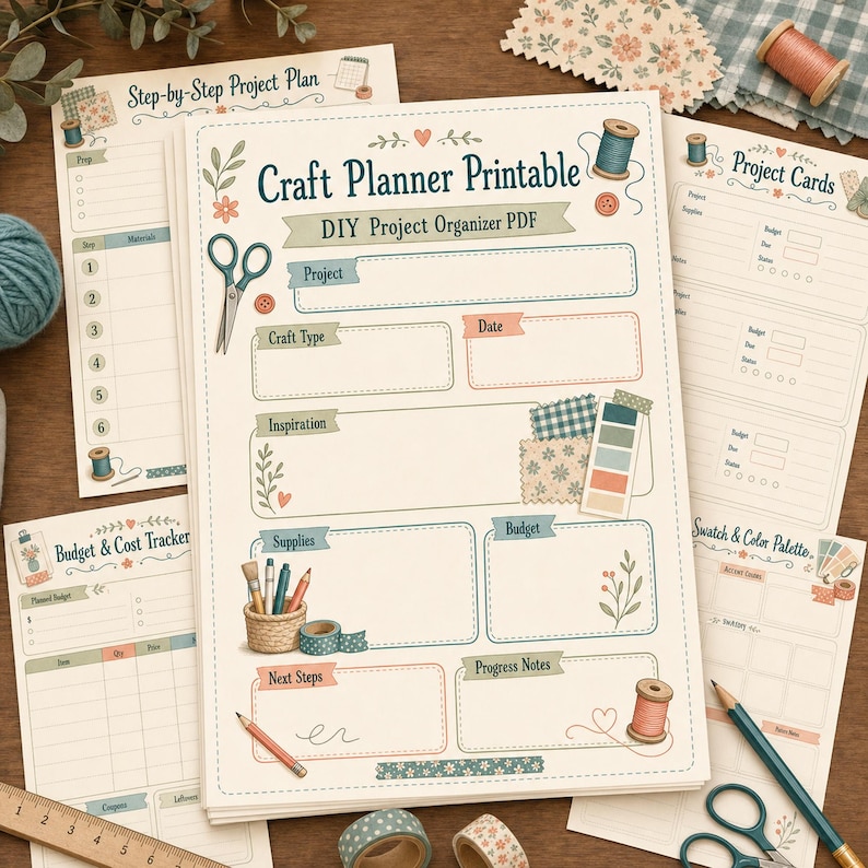 Craft Planner Printable, DIY Project Organizer PDF, Project Tracker ...