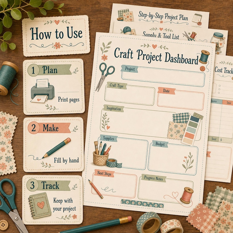 Craft Planner Printable, DIY Project Organizer PDF, Project Tracker ...