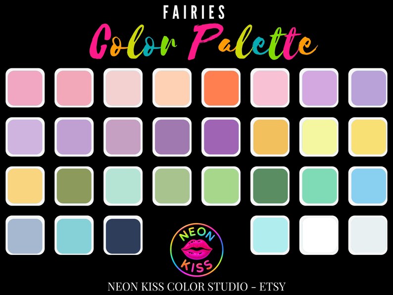 Procreate Color Palette Fairy Fairies Pixies Inspired Pastel Color ...