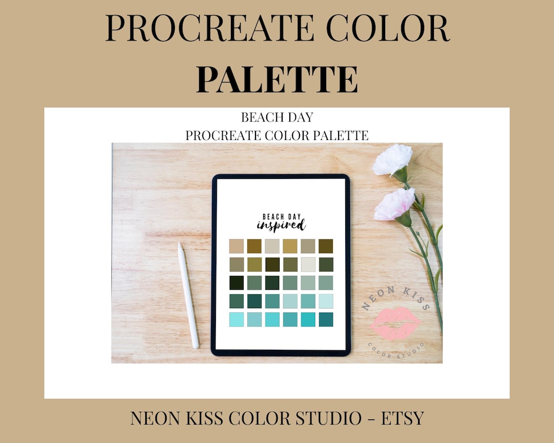 Beach Day Color Palette for Procreate – 30 Tropical Coastal Swatches ...