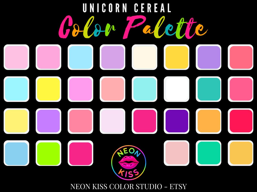 Unicorn Cereal Kid's Collection Color Palette for Procreate & Canva ...