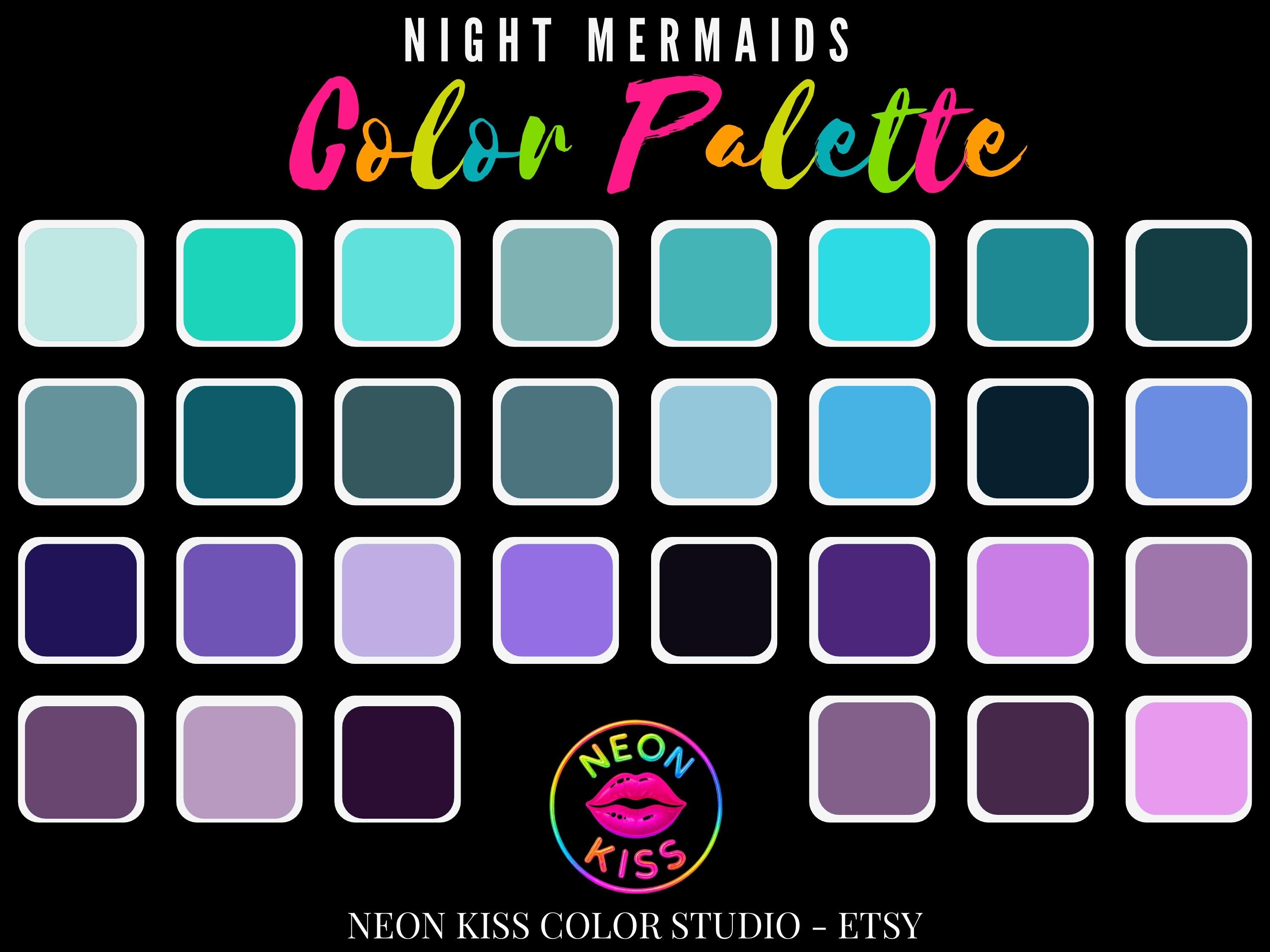 Procreate Color Palette Night Mermaids Fantasy Ocean Sea Inspired Color ...