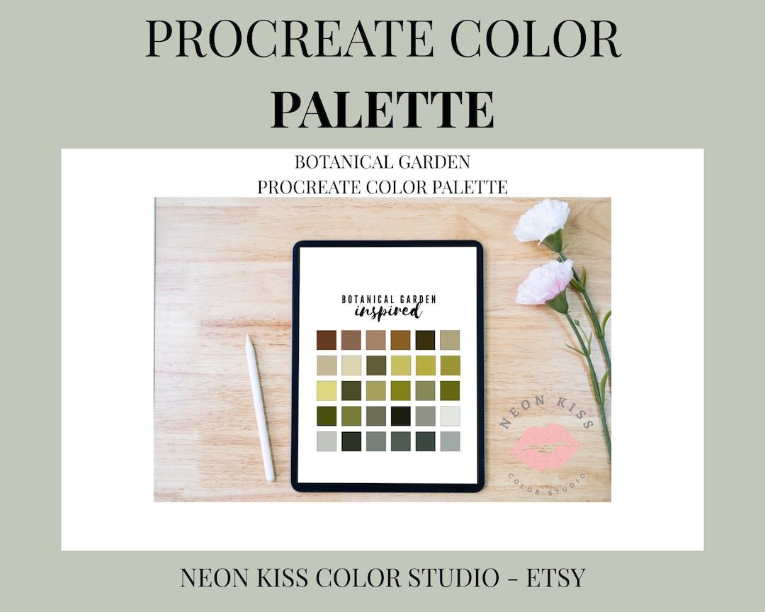Procreate Green Color Palette – 30 Botanical Garden Swatches for ...