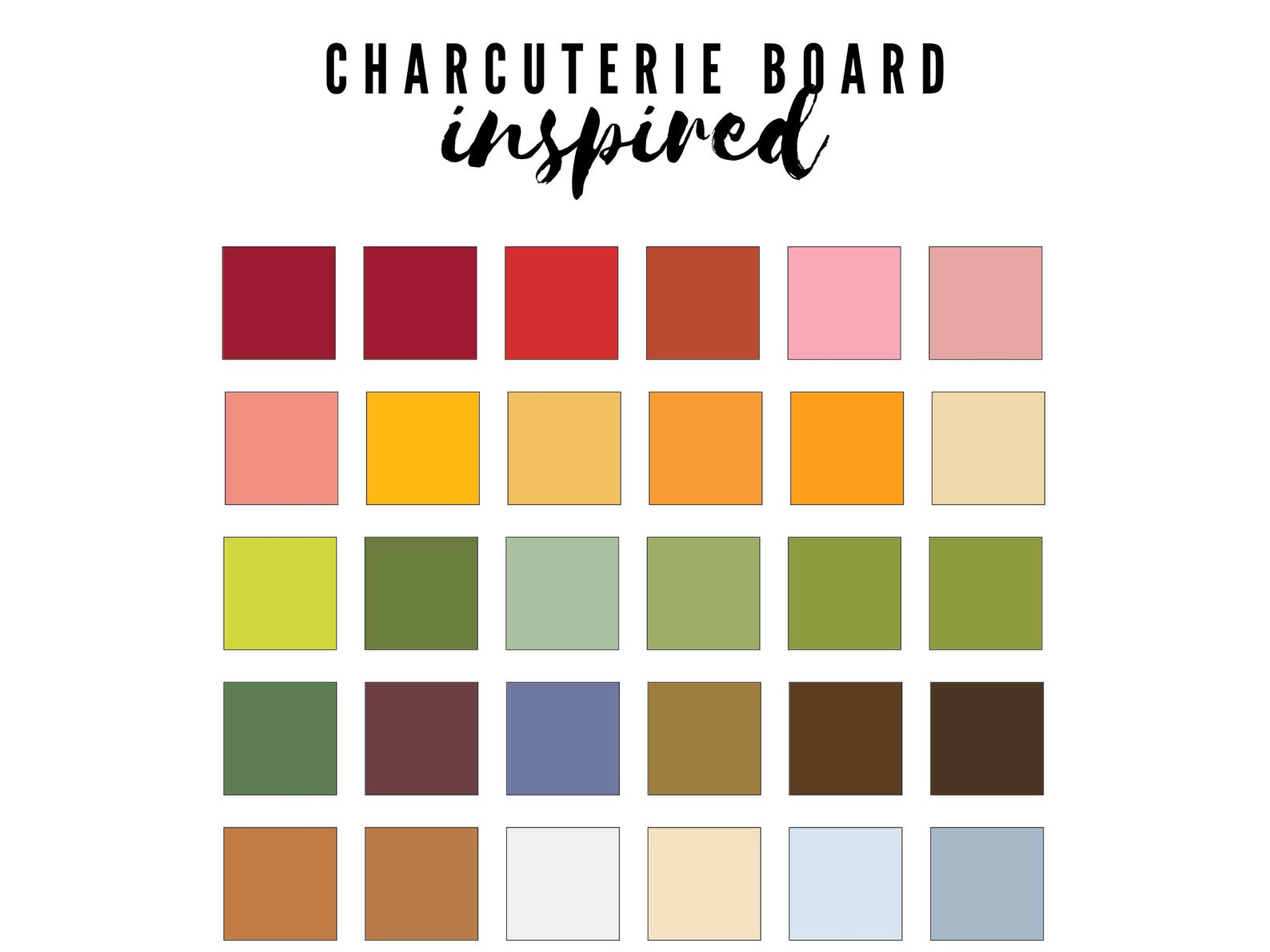 Procreate Color Palette Charcuterie Board Food Snacks Cheese Inspired ...