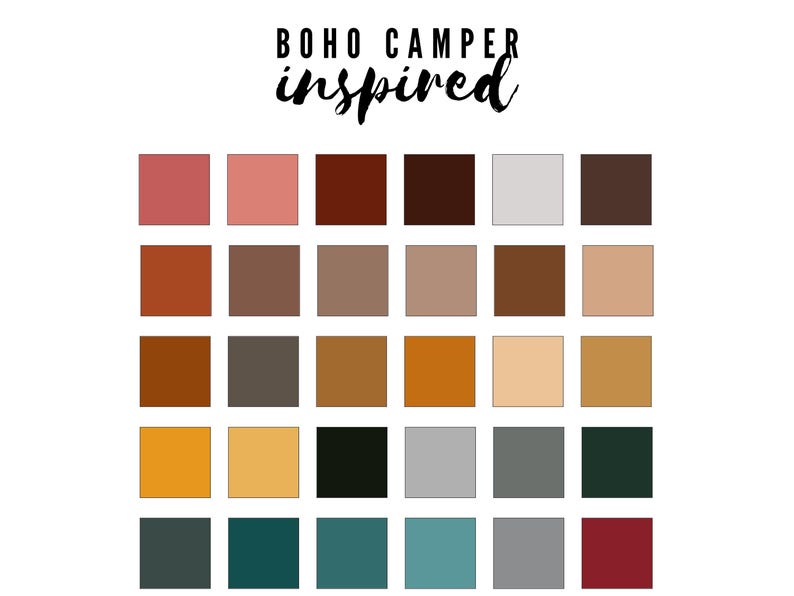 Procreate Color Palette Boho Camper Vintage Aesthetic Bohemian Inspired ...