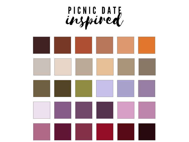 Procreate Color Palette Picnic Date Romantic Outdoor Food Inspired ...