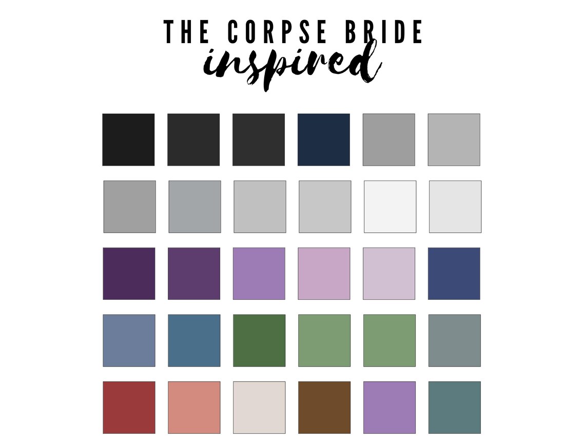 Procreate Color Palette the Corpse Bride Movie Tim Burton Halloween ...