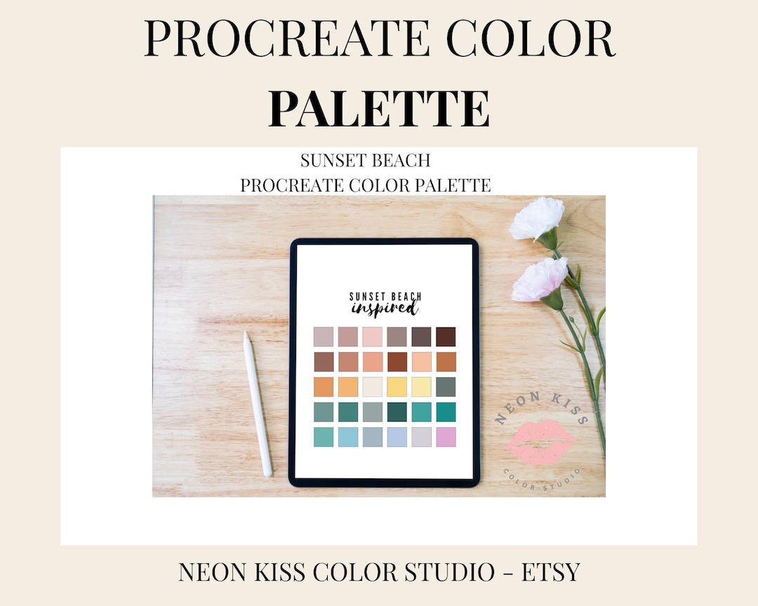 Sunset Beach Color Palette for Procreate ‚Äì 30 Colors With Hex Codes ...