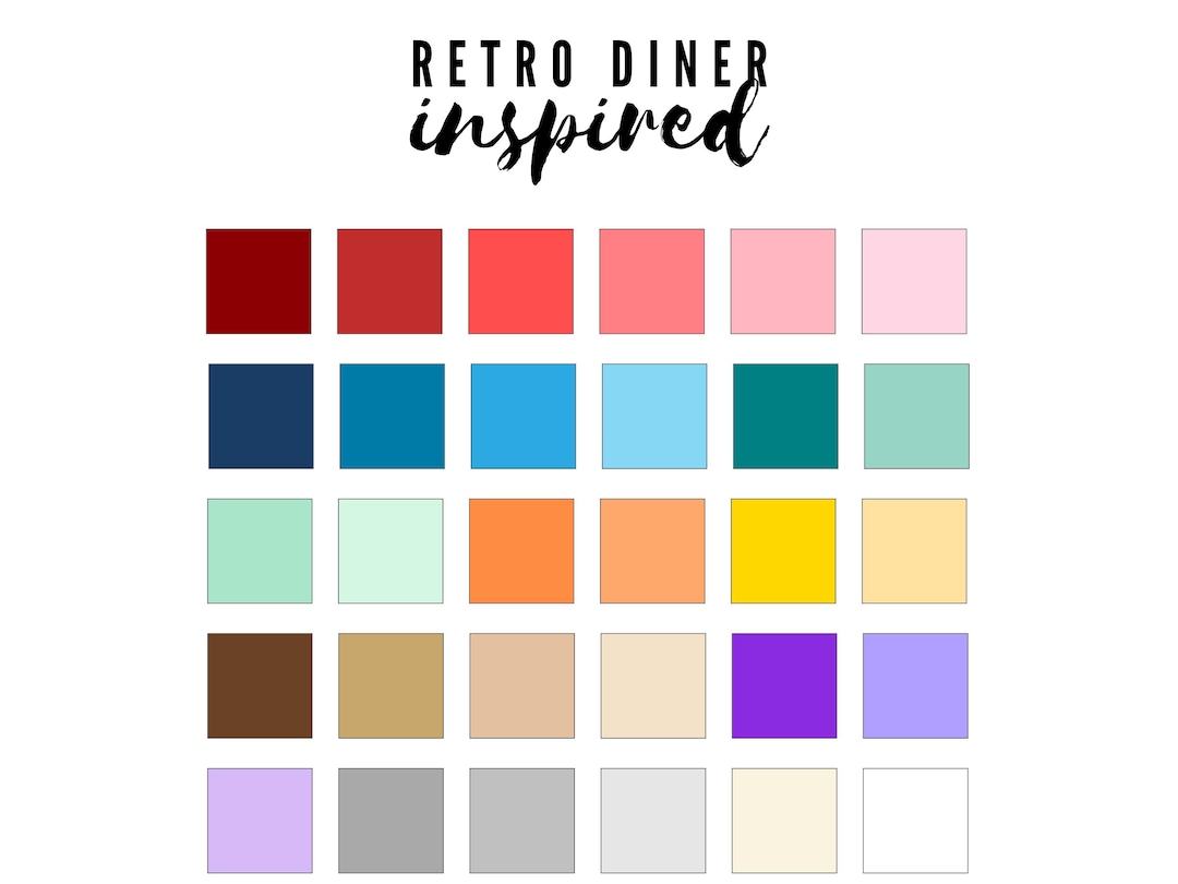 Procreate Color Palette Retro Diner Vintage Food Restaurant Inspired ...