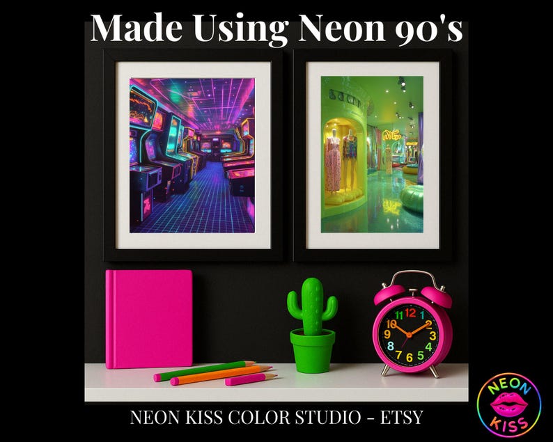 Neon 90s Color Palette for Procreate & Canva – 30 Colors With Hex Codes ...