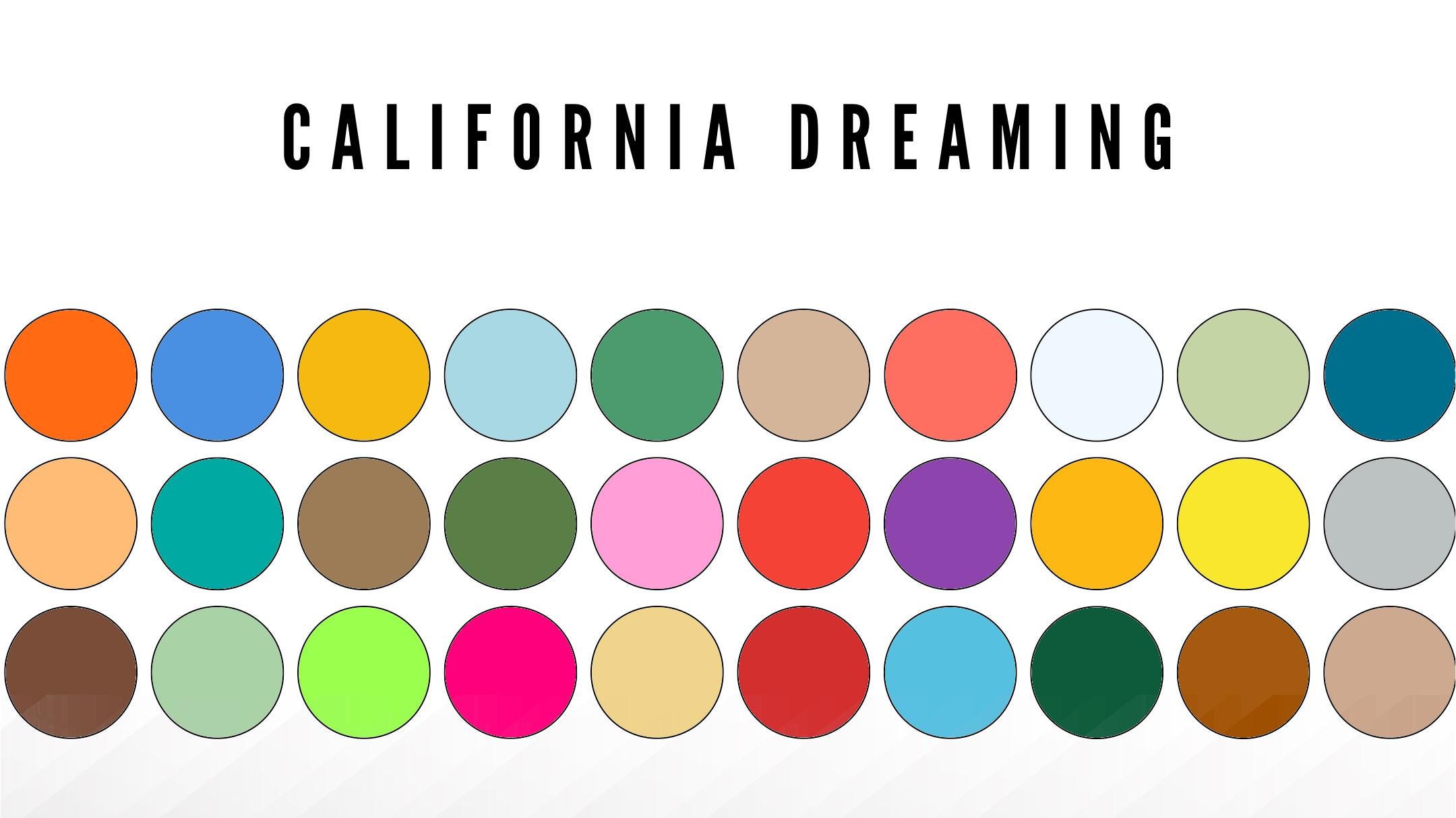 Procreate Color Palette California Dreaming Cali Travel Inspired Color ...