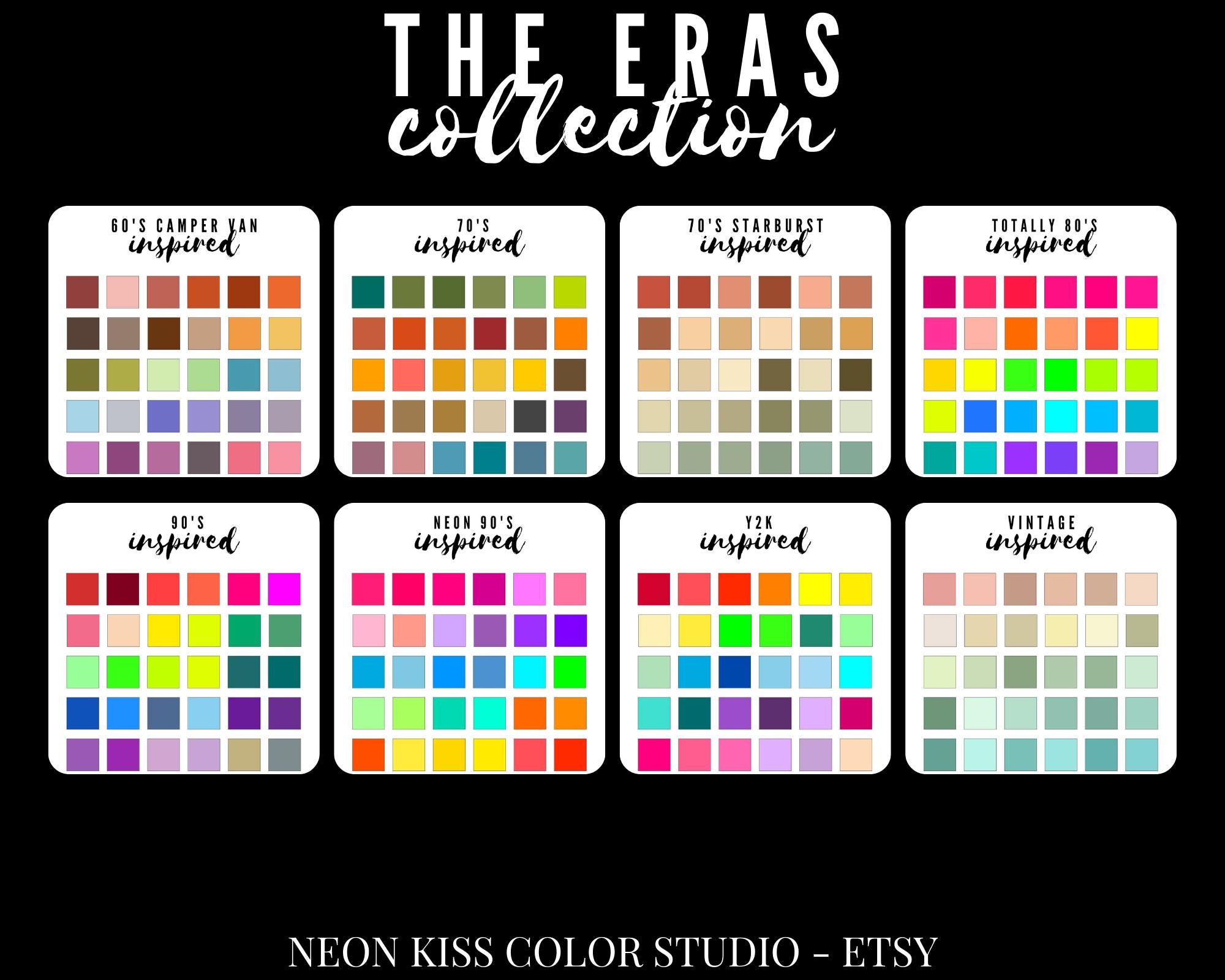 The Eras Vintage Retro Nostalgia Collection Color Palette Bundle for ...