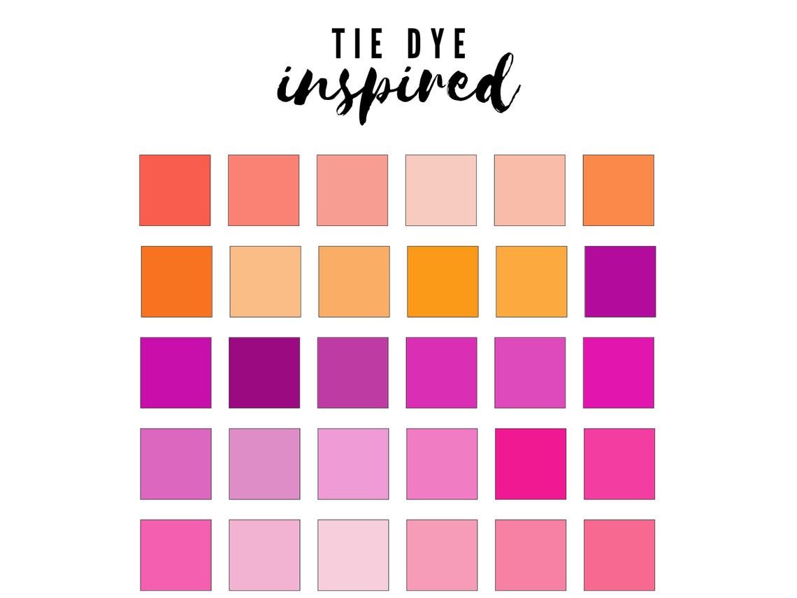 Procreate Color Palette Tie Dye Craft DIY Pink Orange Summer Fun ...