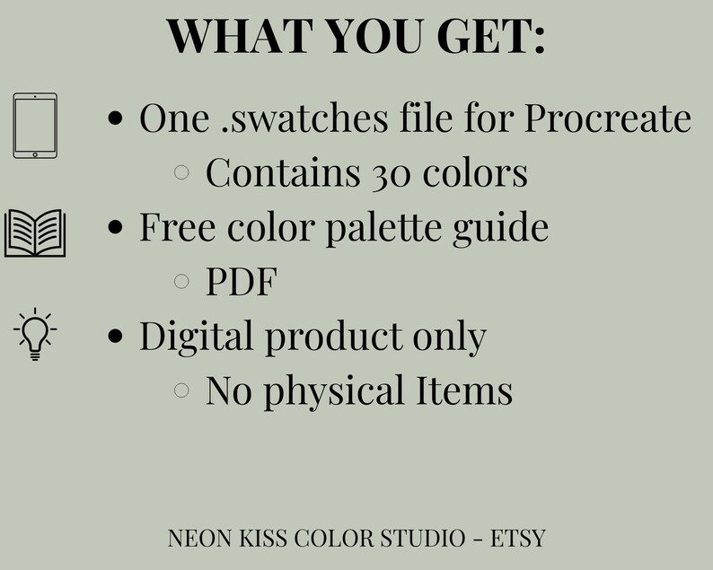 Procreate Green Color Palette – 30 Botanical Garden Swatches for ...