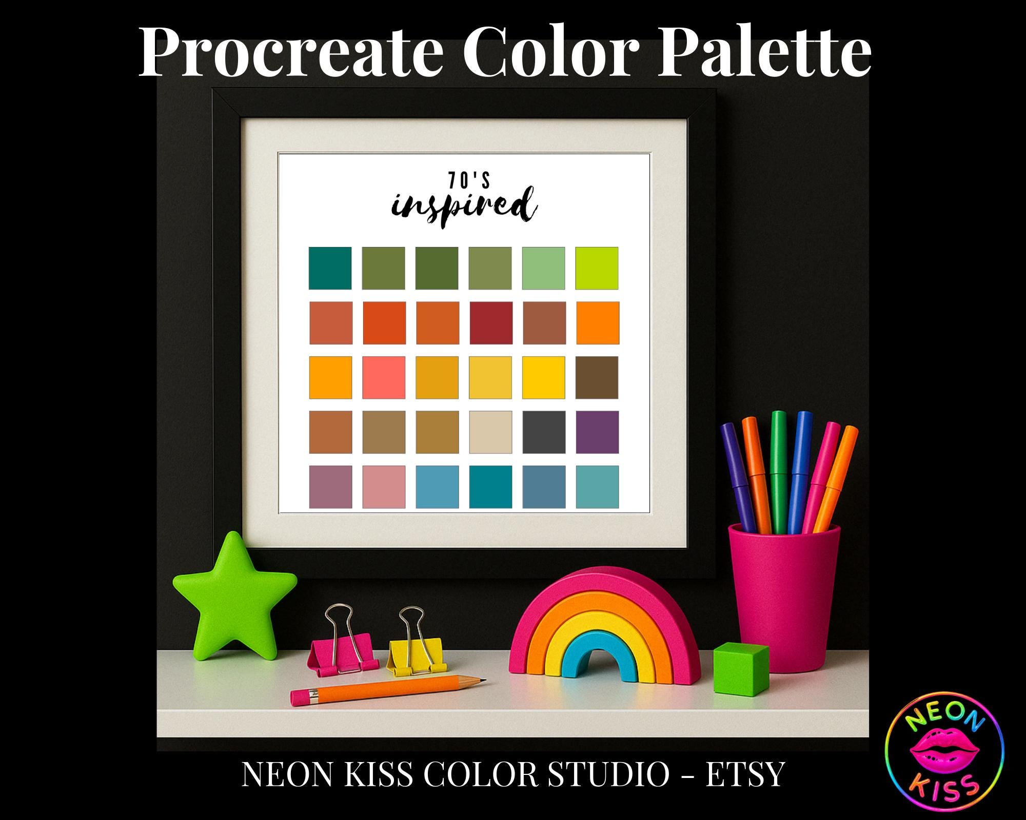 Procreate Color Palette 1970s 70s Seventies Retro Nostalgia Inspired ...