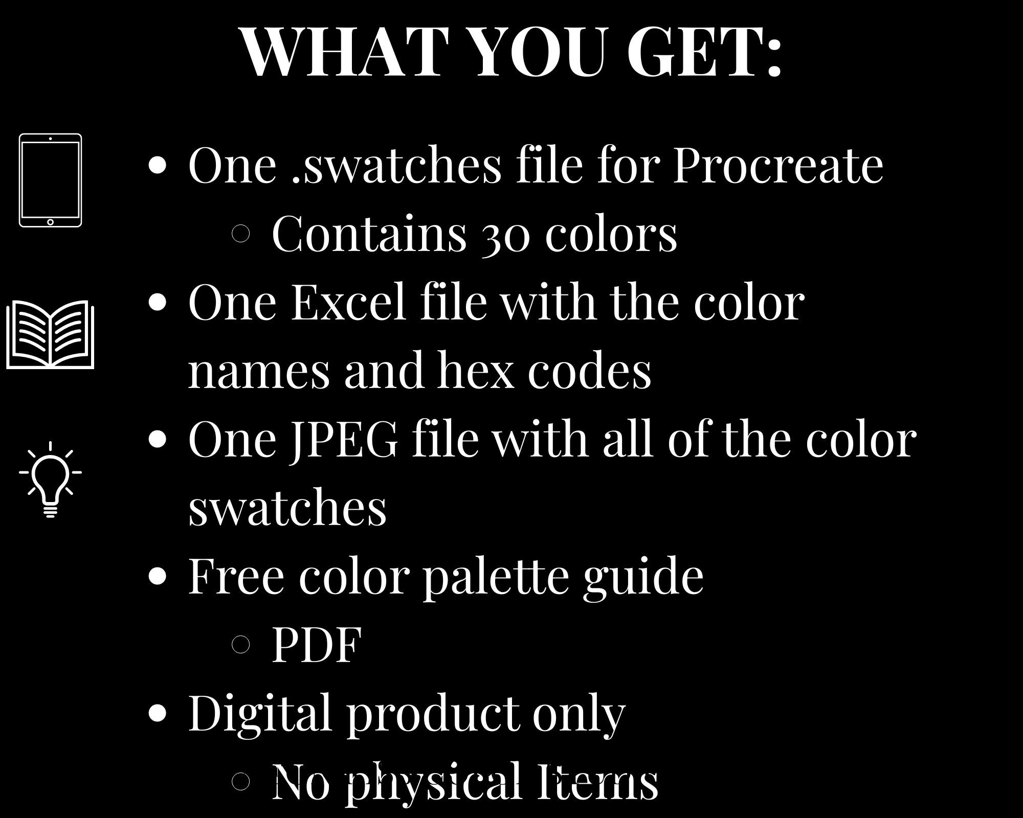 Neon 90s Color Palette for Procreate & Canva – 30 Colors With Hex Codes ...