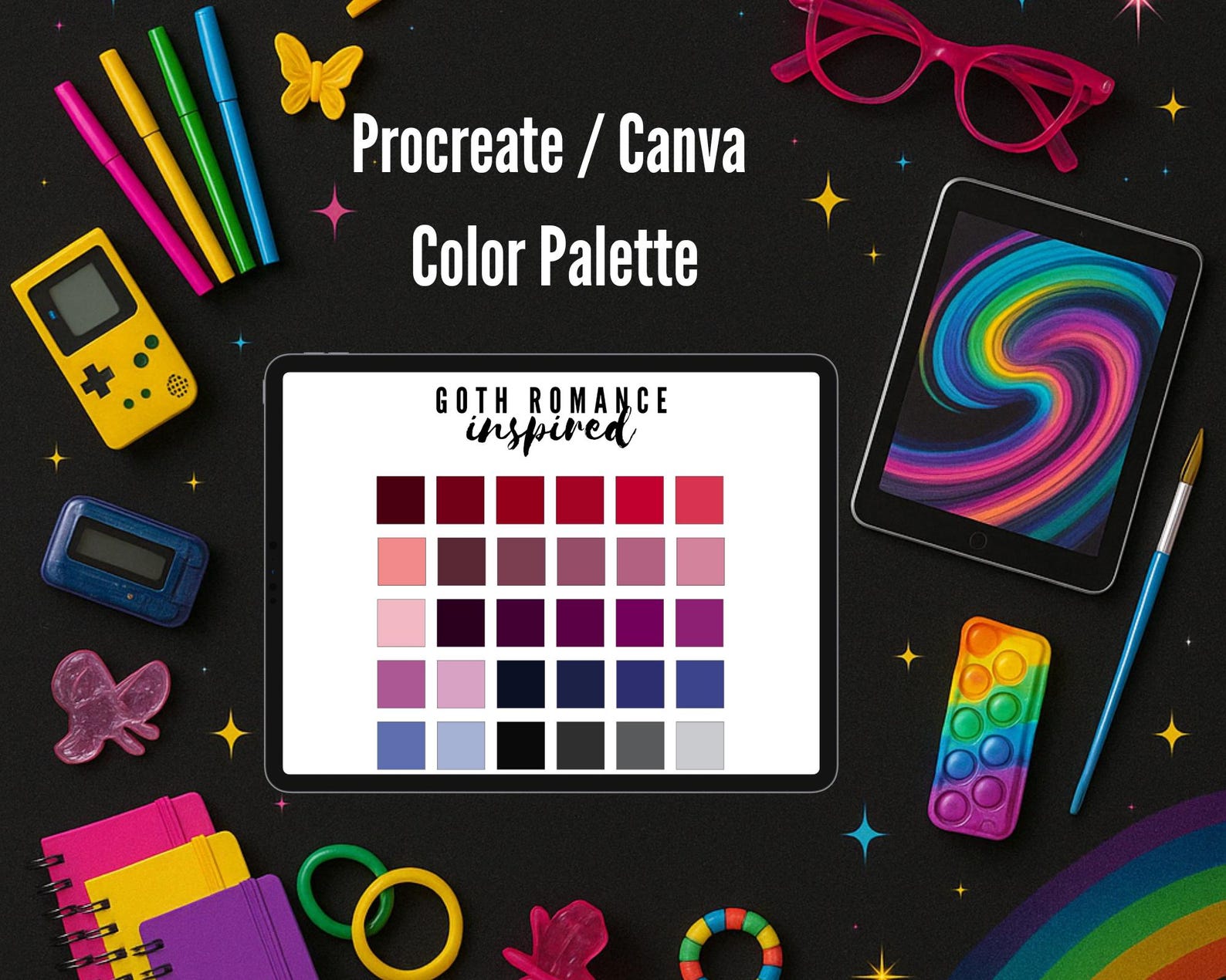 Procreate Color Palette Goth Romance Love Valentine's Day Inspired ...