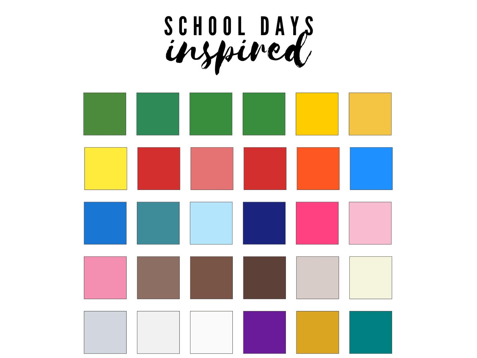 Procreate Color Palette School Days Academic Kids Children Inspired ...
