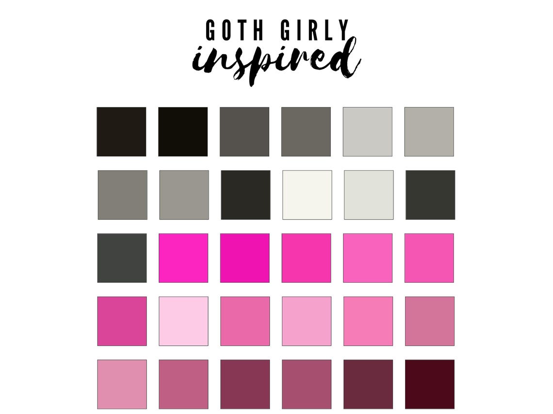 Procreate Color Palette Goth Girly Alternative Pink Black Aesthetic ...