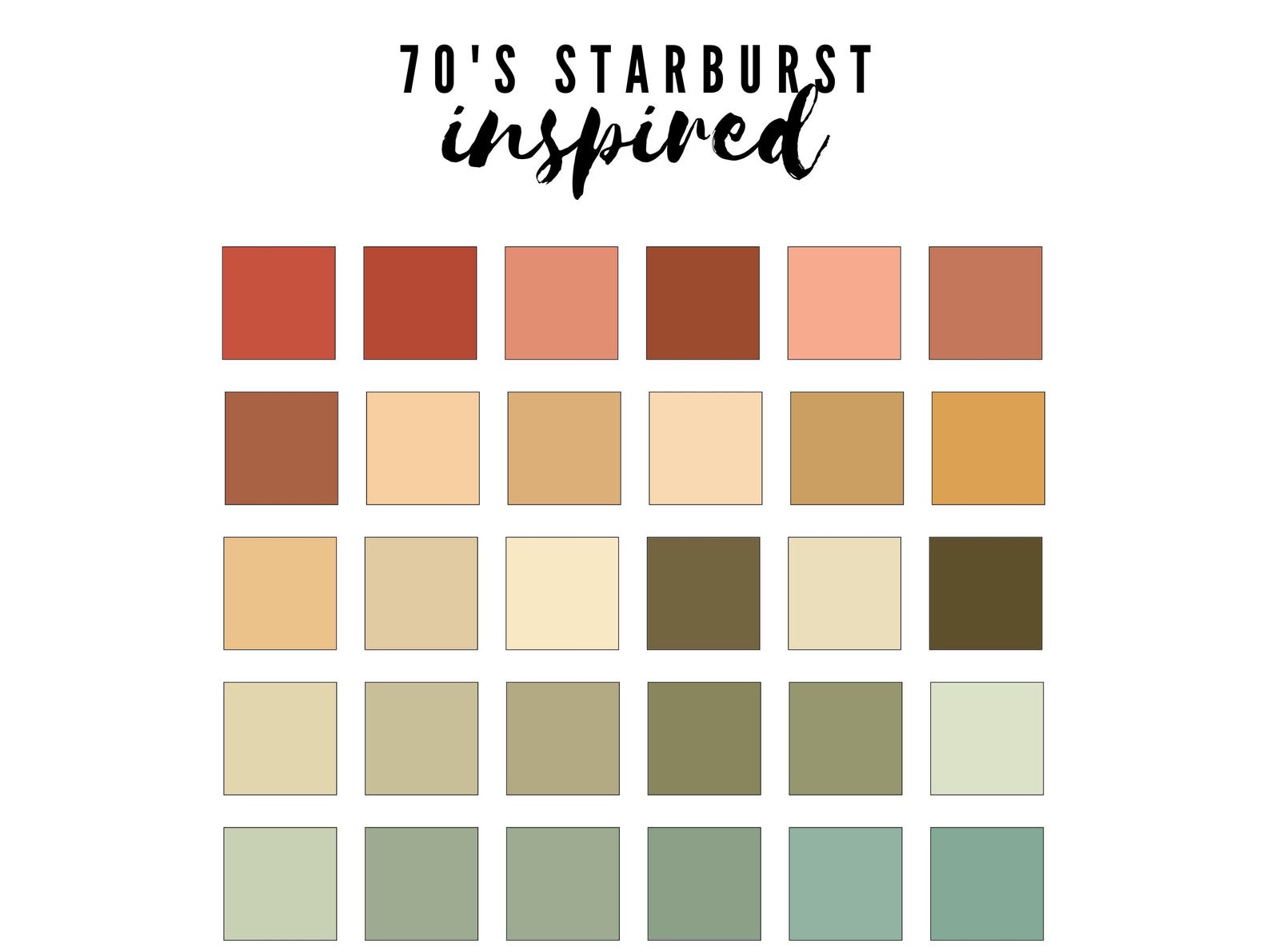 Procreate Color Palette 70's Starburst Retro Vintage Antique Inspired ...