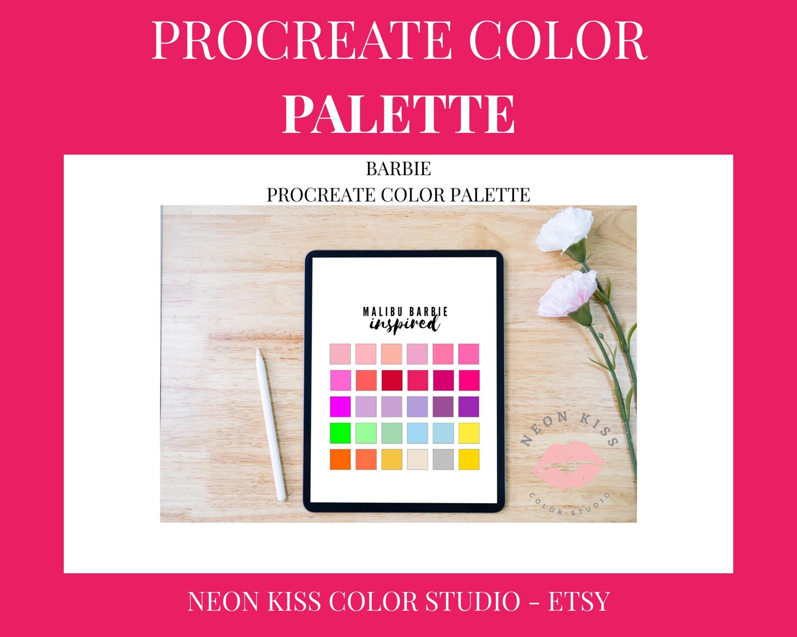 Procreate Color Palette Malibu Barbie Pink Girly Doll Inspired Color ...