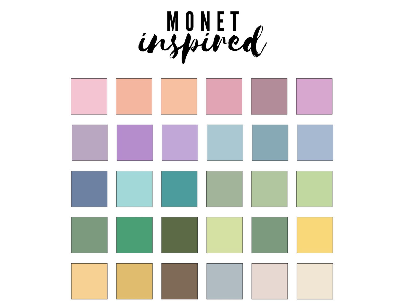 Procreate Color Palette Monet Artist Inspired Impressionist Coloring ...