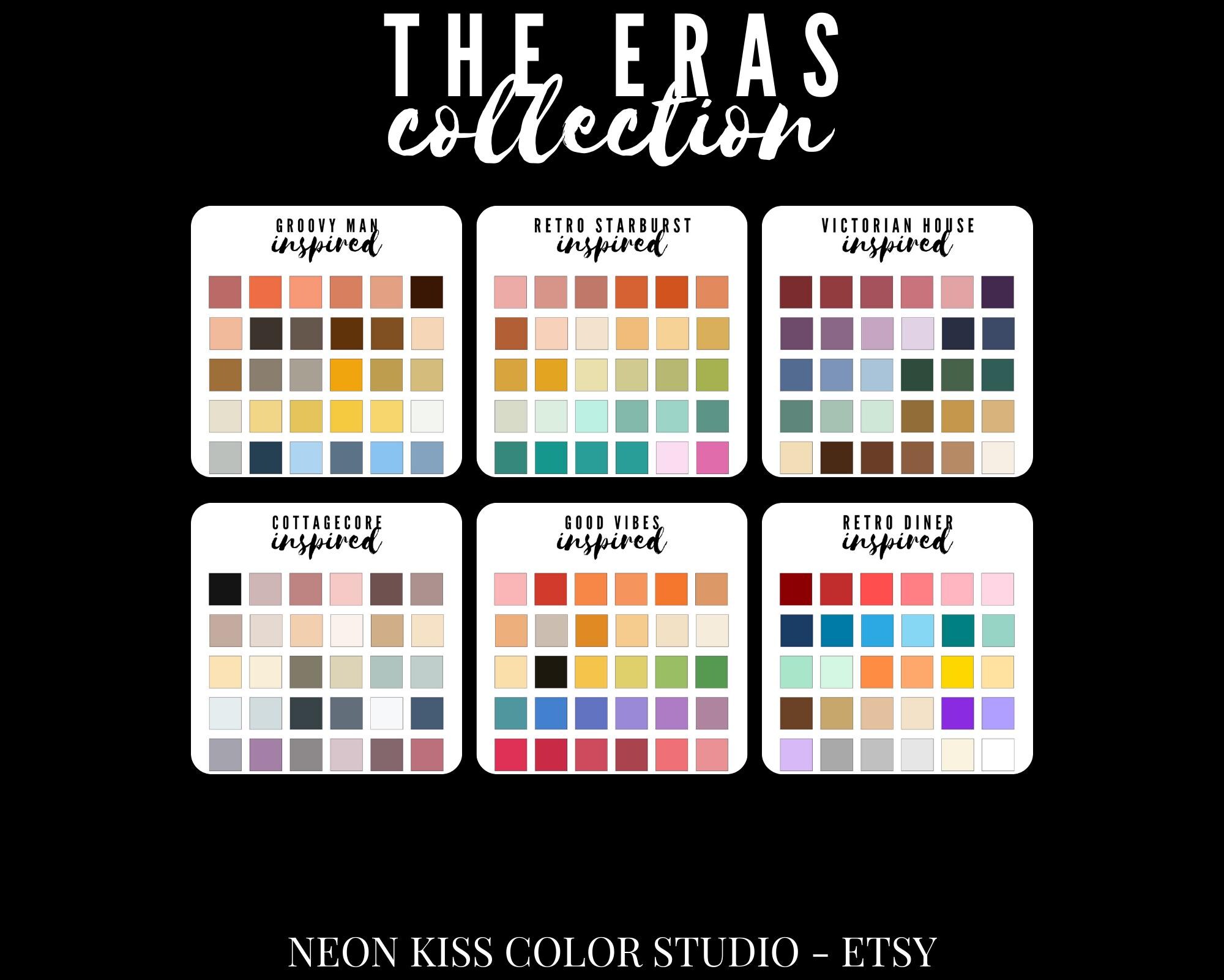 The Eras Vintage Retro Nostalgia Collection Color Palette Bundle for ...