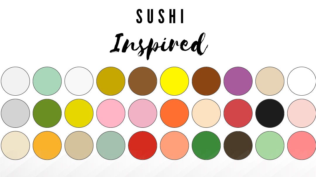 Procreate Color Palette Sushi Japanese Food Seafood Inspired Color ...