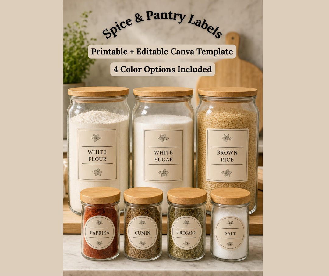 Minimalist Spice Jar Labels | Printable Stickers | Pantry Organization ...