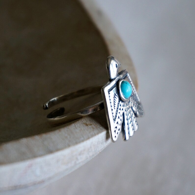 Thunderbird Turquoise Ring Silver Ring Turquoise Jewelry | Etsy