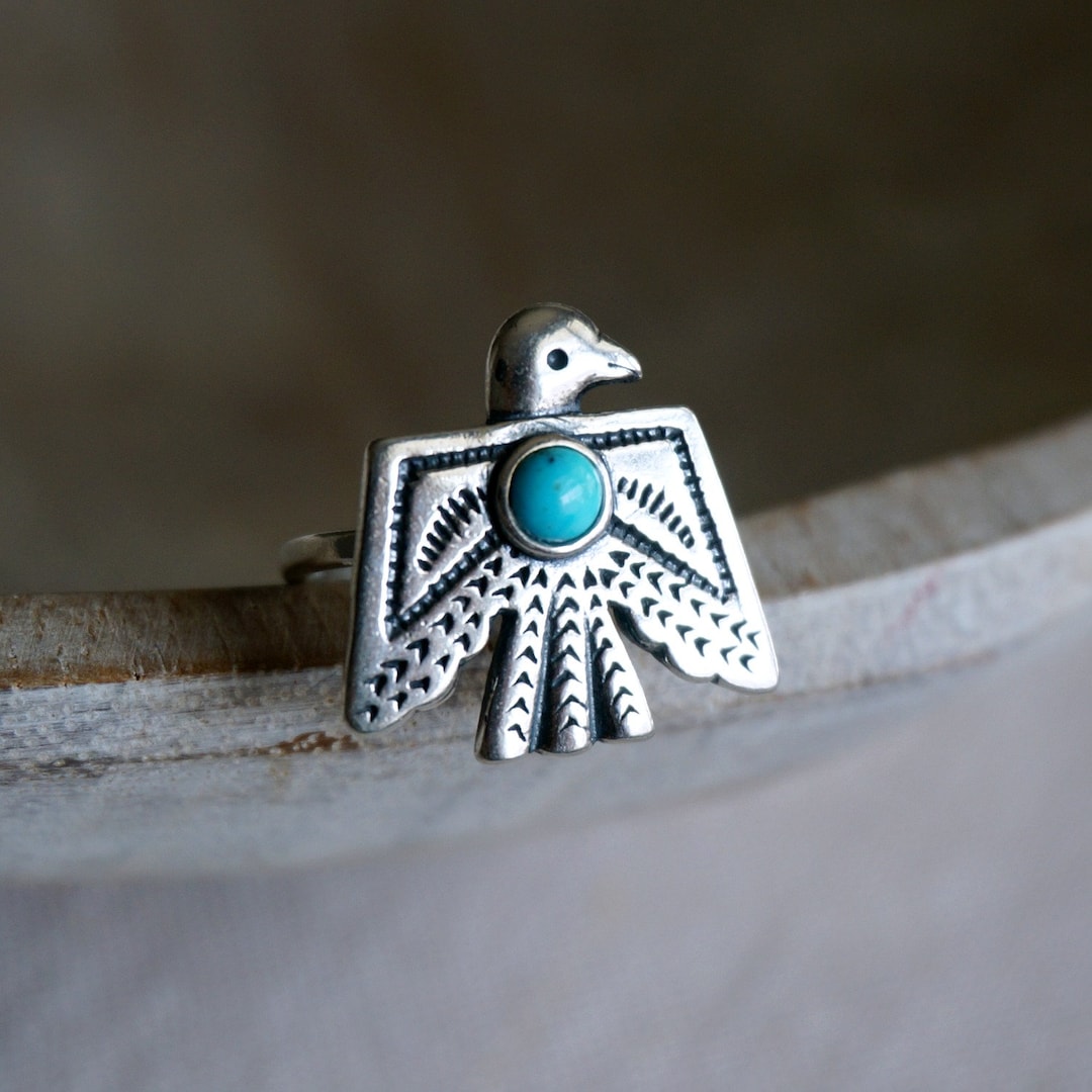 Thunderbird Turquoise Ring, Silver Ring Turquoise Jewelry, Statement ...