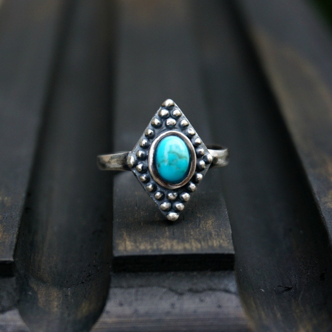 Bahman Genuine Turquoise Ring Sterling Silver Gift for Women December ...