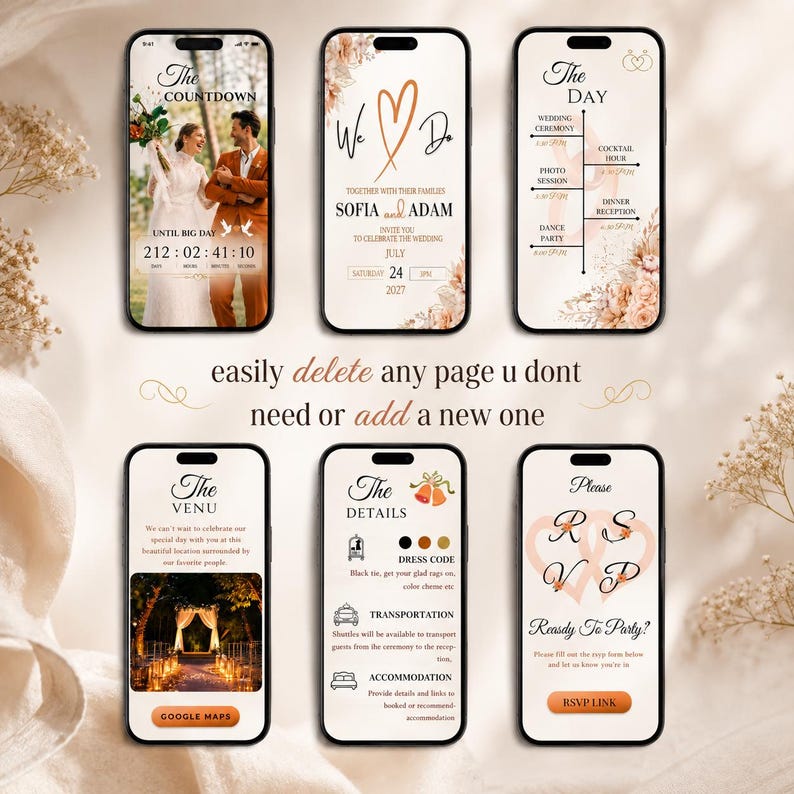 Marriage Invitation Website Canva Template With Music Online RSVP Save ...