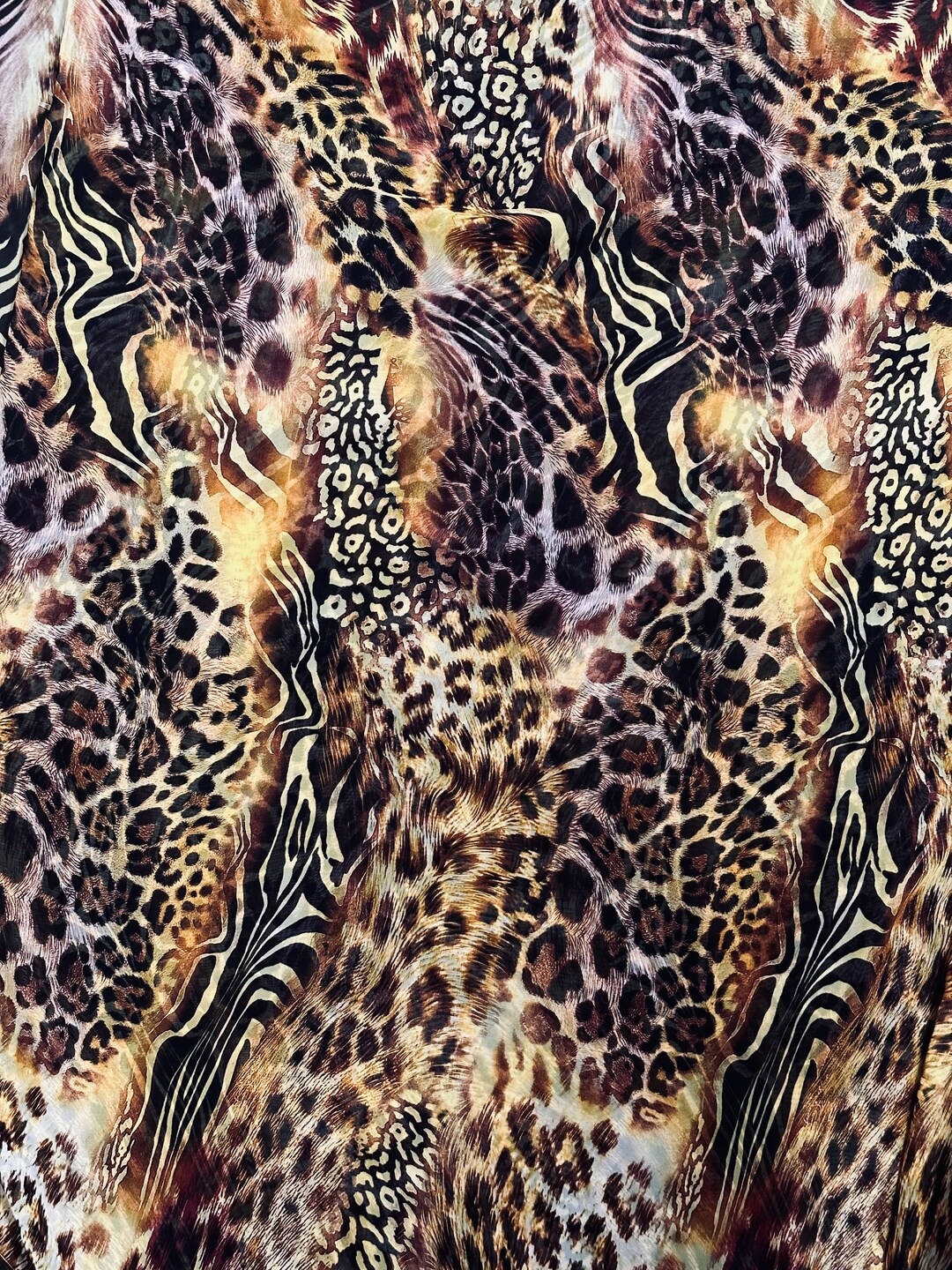 Animal Spot and Stripes Printed Sheer Woven Polyester Chiffon Fabric by ...