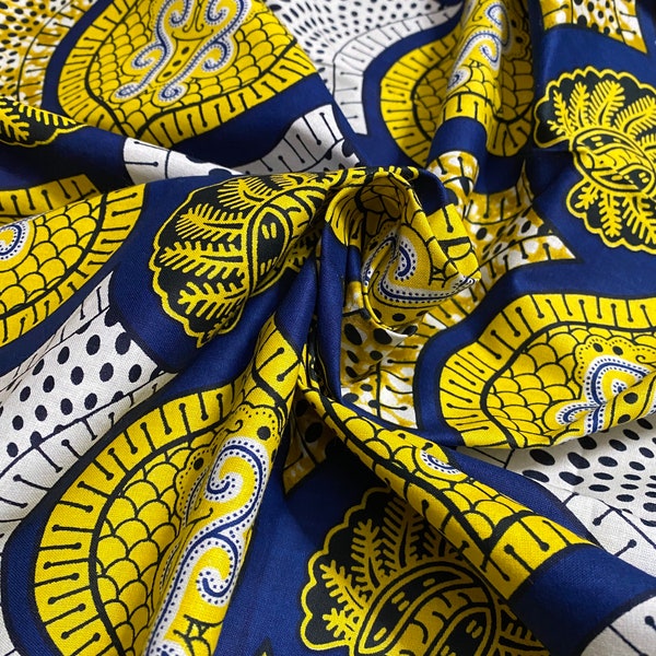 Blue Yellow Fabric - Etsy