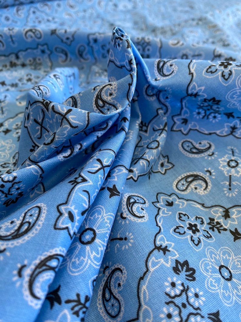Bandana Paisley Print 58" Width Cotton / Poly Blend Fabric 8 COLORS ...