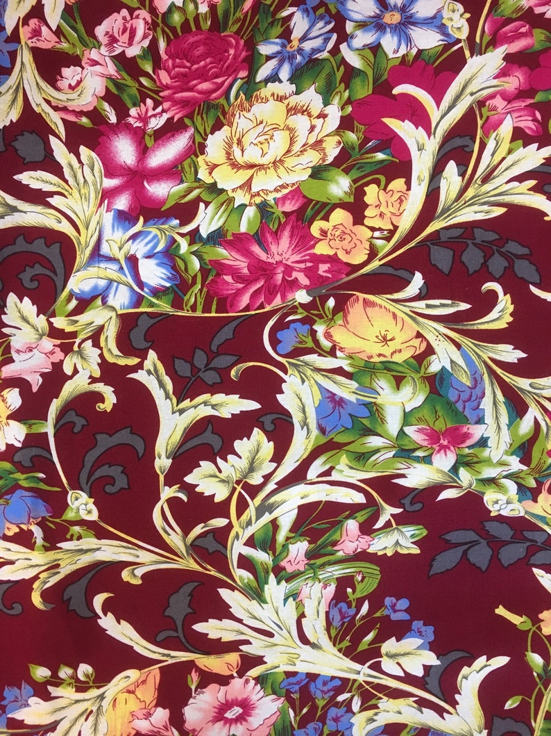 Floral Print Cotton Textured Woven Fabric - Etsy