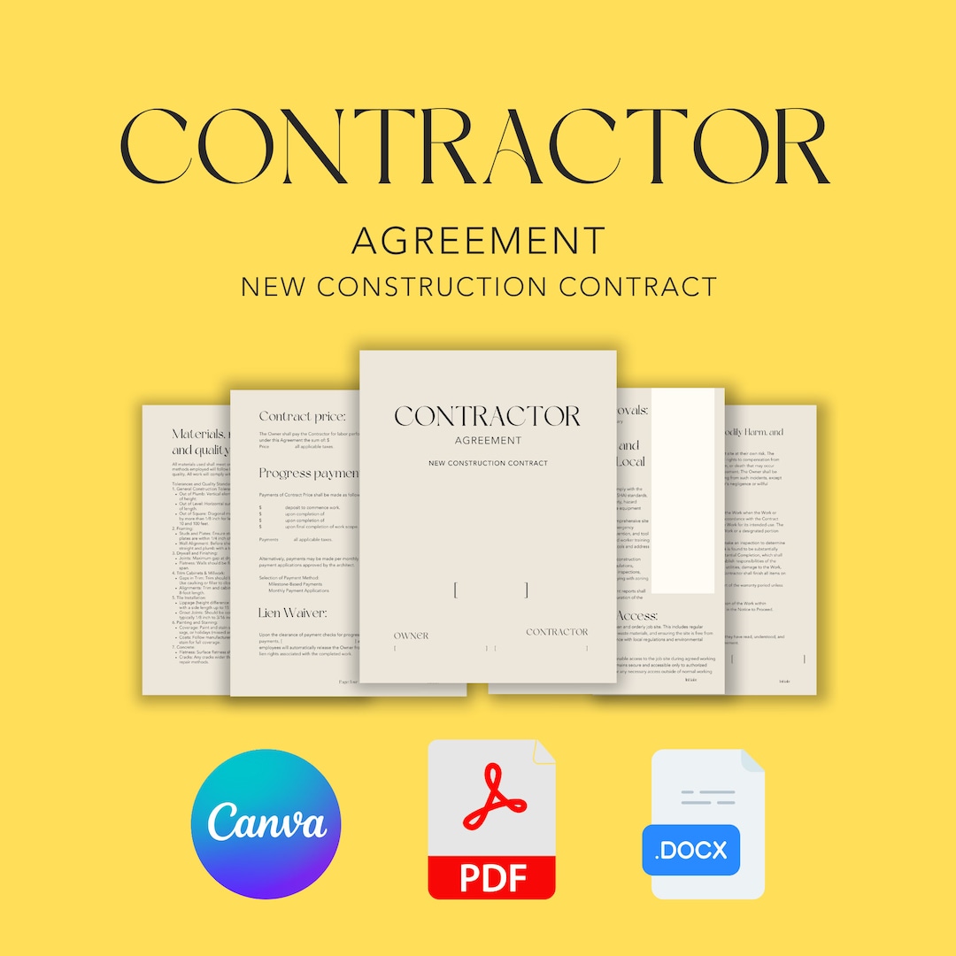 Professional Construction Contract Templates | Written and Used by ...