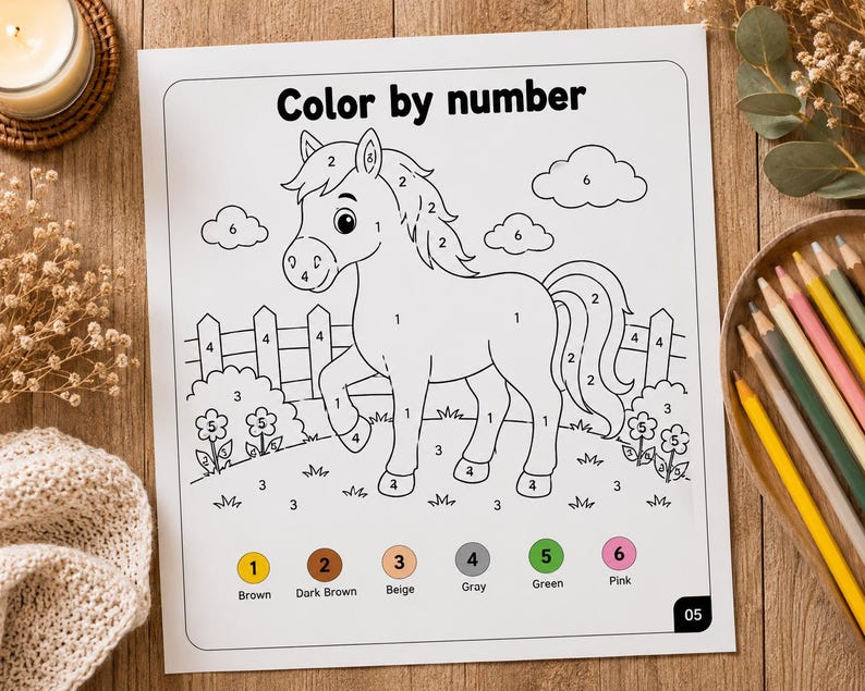 Color by Number Printable for Kids, Animals Coloring Book PDF ...