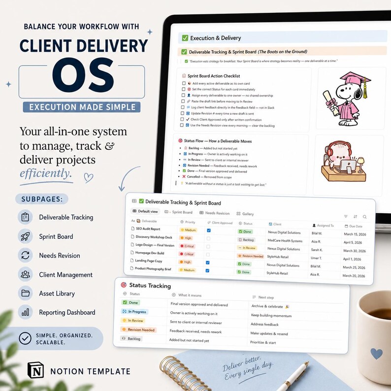 Agency Project Management Notion Template, Client CRM Dashboard, Team ...