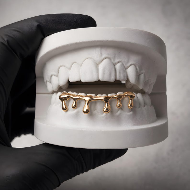 Drip Grillz Rose Gold Lower Teeth Hip Hop Melting Grill Mouth Piece ...