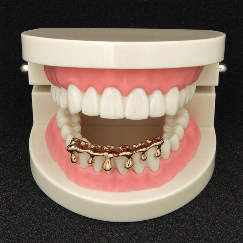 Drip Grillz Rose Gold Lower Teeth Hip Hop Melting Grill Mouth Piece ...