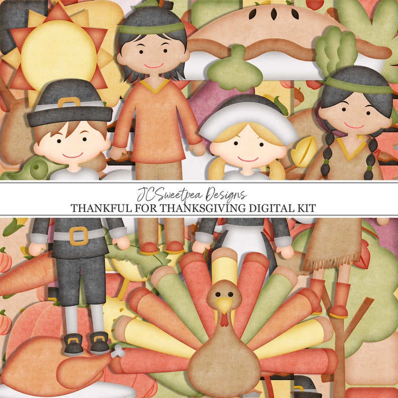 Thankful for Thanksgiving Digital Scrapbooking Kit - Etsy
