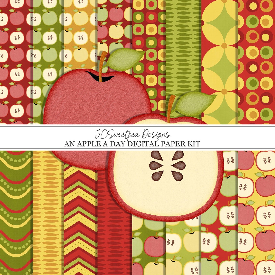 An Apple A Day Digital Scrapbooking Paper Kit - Etsy